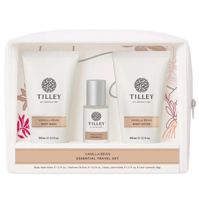 Tilley Essential Vanilla Bean 3 Piece Travel Set (Body Wash, Lotion an